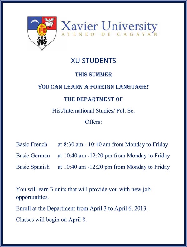 Xavier University - Learn a new language (for XU students)