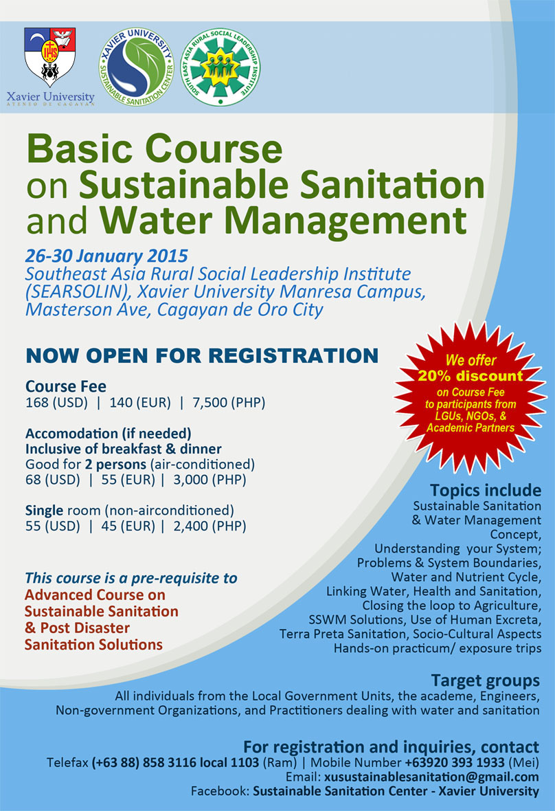 Xavier University - Basic Course on Sustainable Sanitation and Water ...