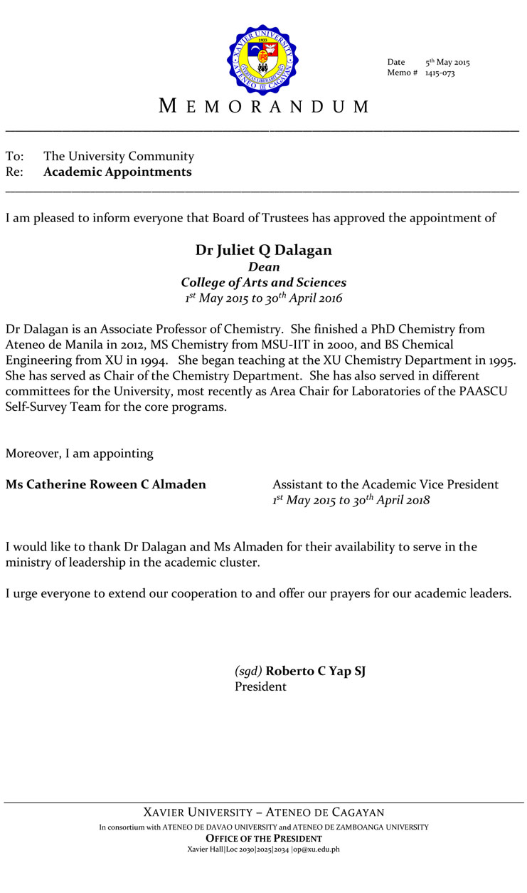 Xavier University - Academic Appointments