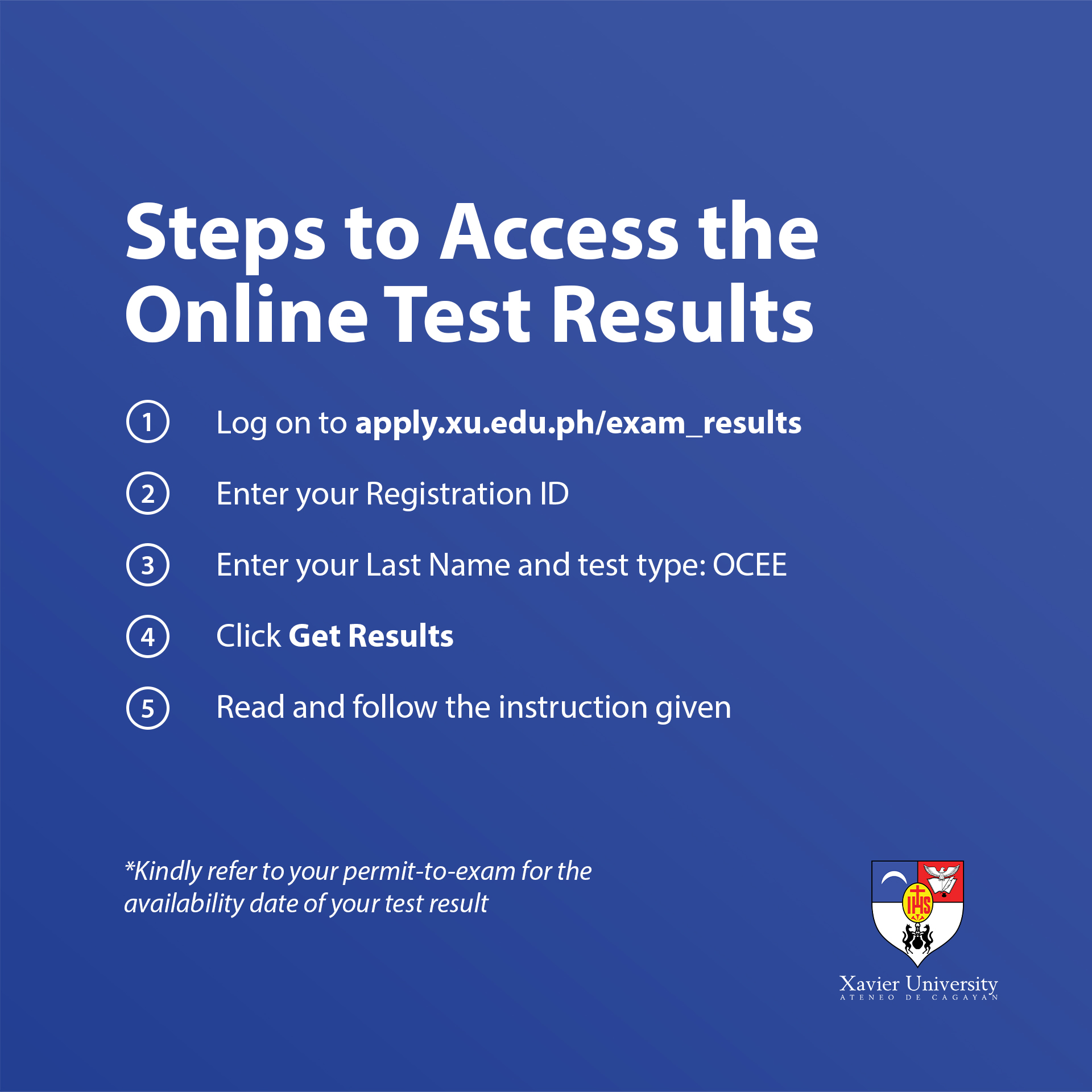 Xavier University - Notice from Testing Center